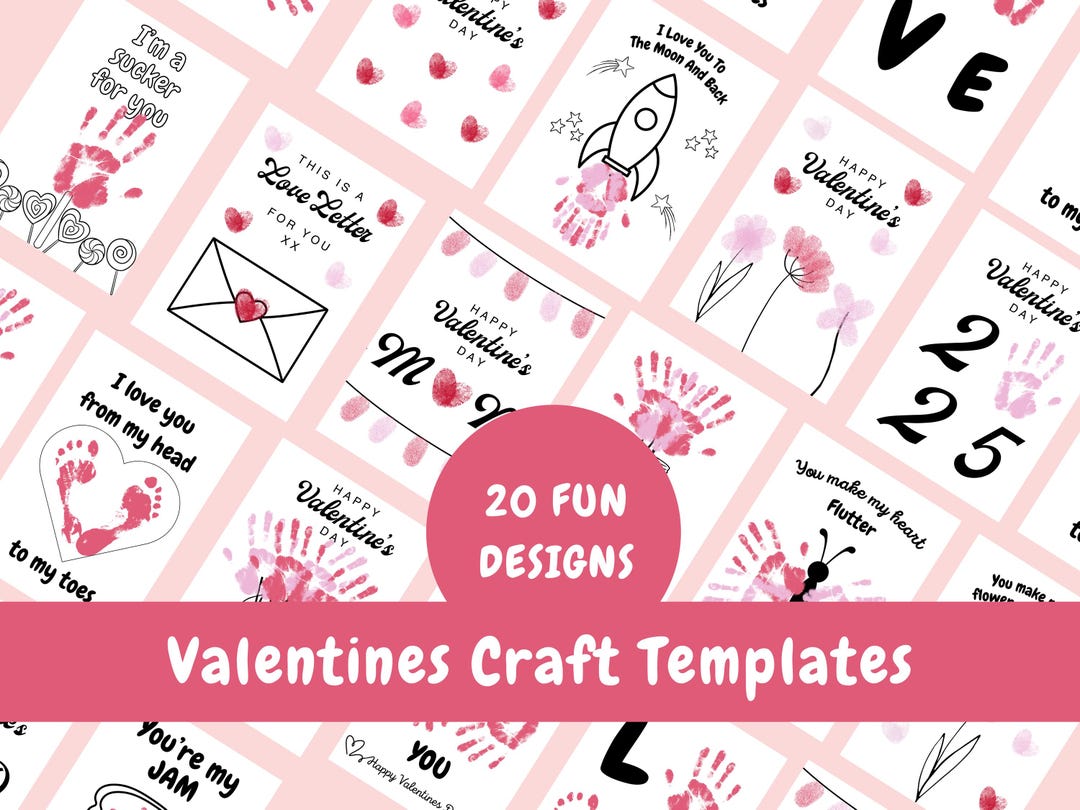 2025 Valentine's Day Kids Handprint Craft Templates, Handprint ...