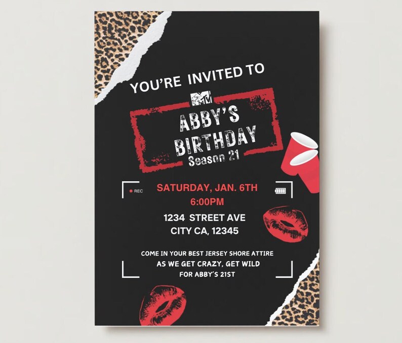Jersey Shore Inspired Digital Birthday Invitation Template | Canva ...