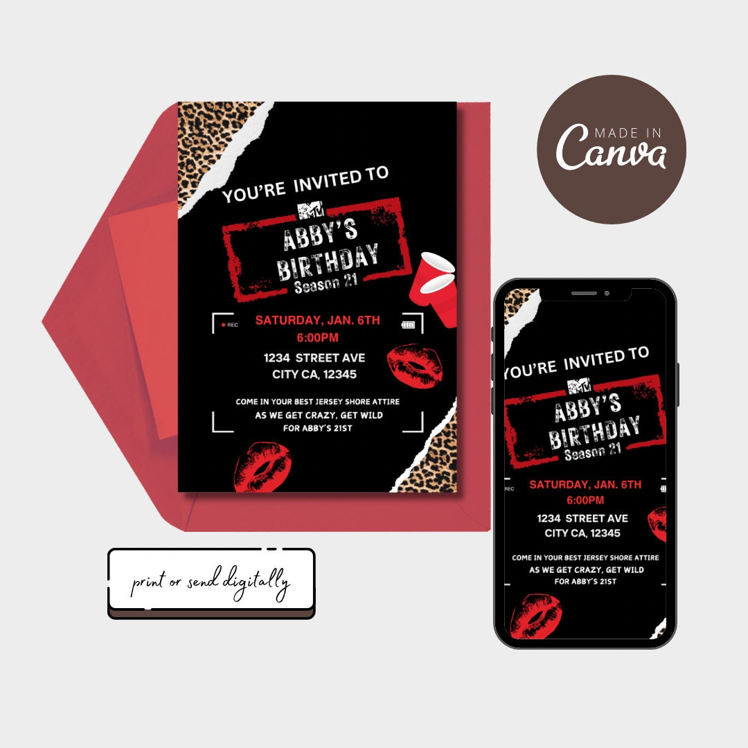 Jersey Shore Inspired Digital Birthday Invitation Template | Canva ...