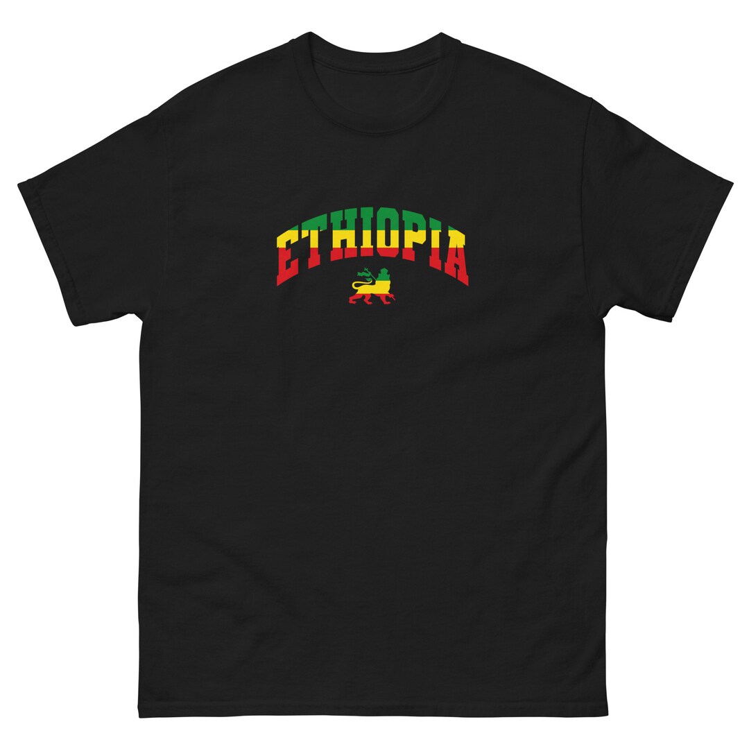 Ethiopia Flag Lion of Judah T-shirt Tee Rastafari Ethiopian Jamaica ...