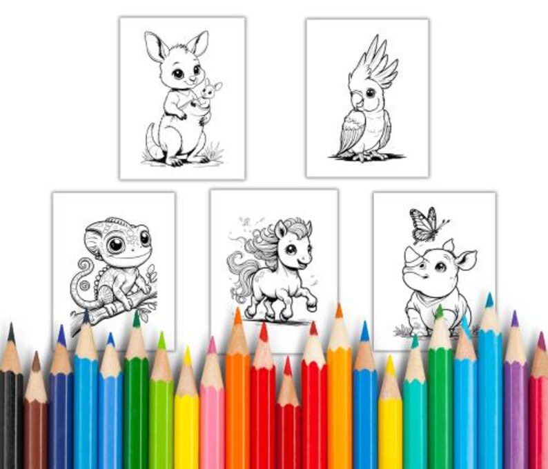 199 Kawaii Zoo Animals Coloring Pages PDF | Cute Animal Coloring Book ...