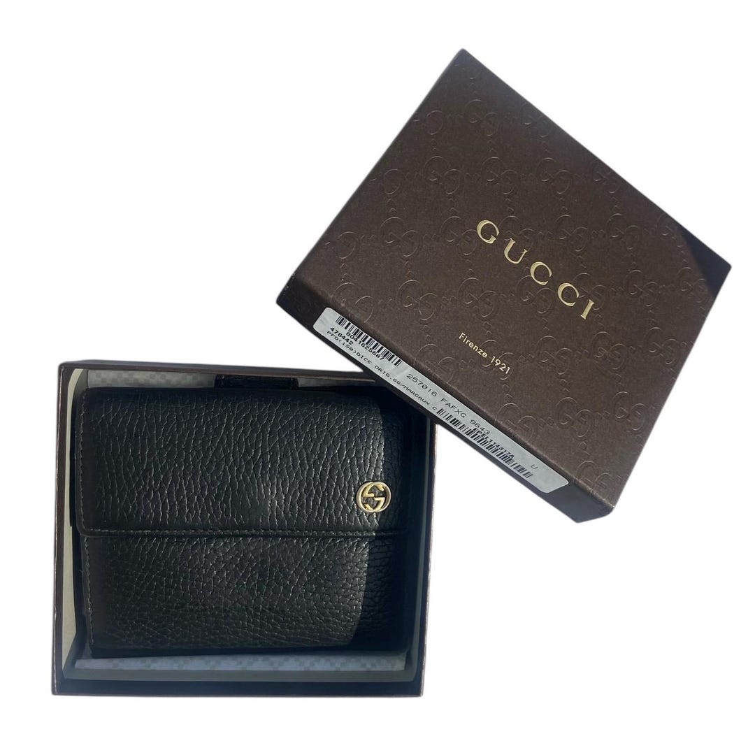 Gucci Leather Black Bifold Wallet With GG Symbol 100% Authentic - Etsy