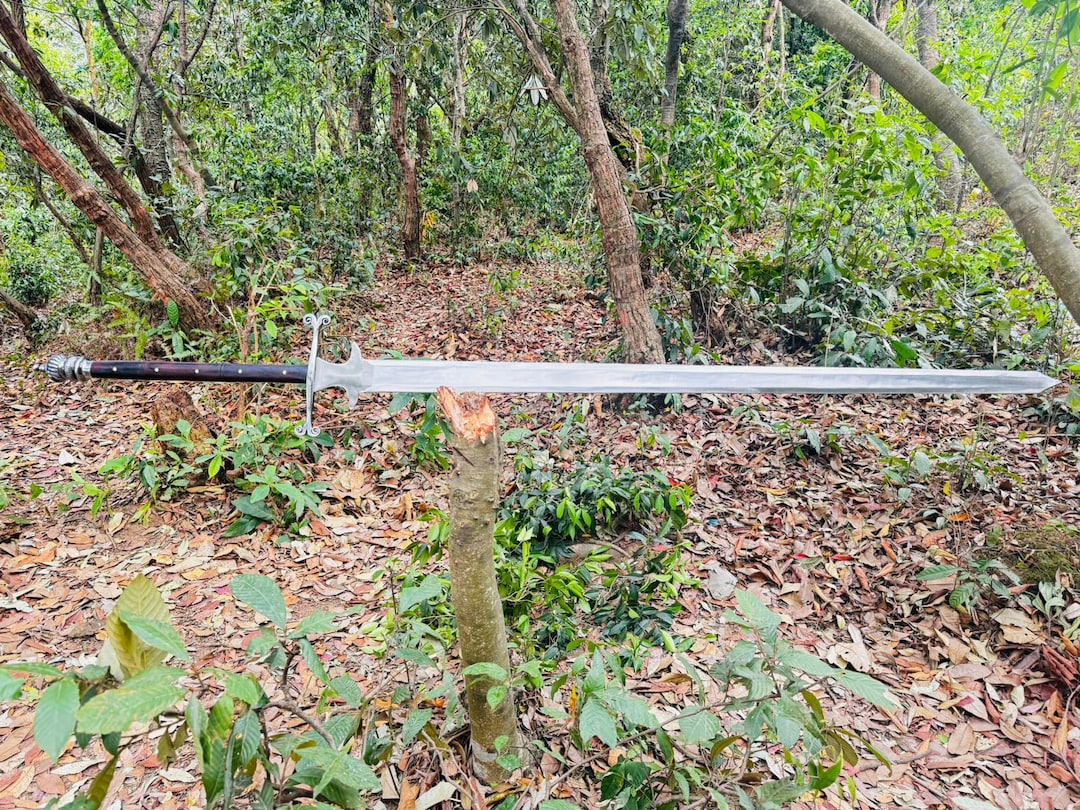 55 Inch Hand Forged Long Master Sword Blade Knife Carbon Steel Fixed ...