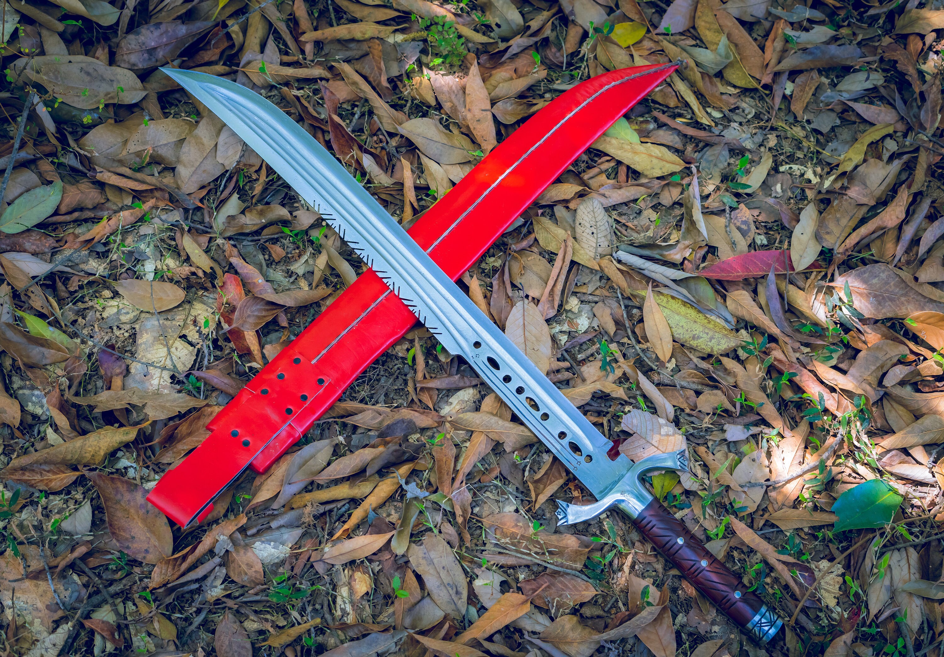 24 Inch Full Tang Machete Sword Knife Unique Carbon Steel Blade Edge ...
