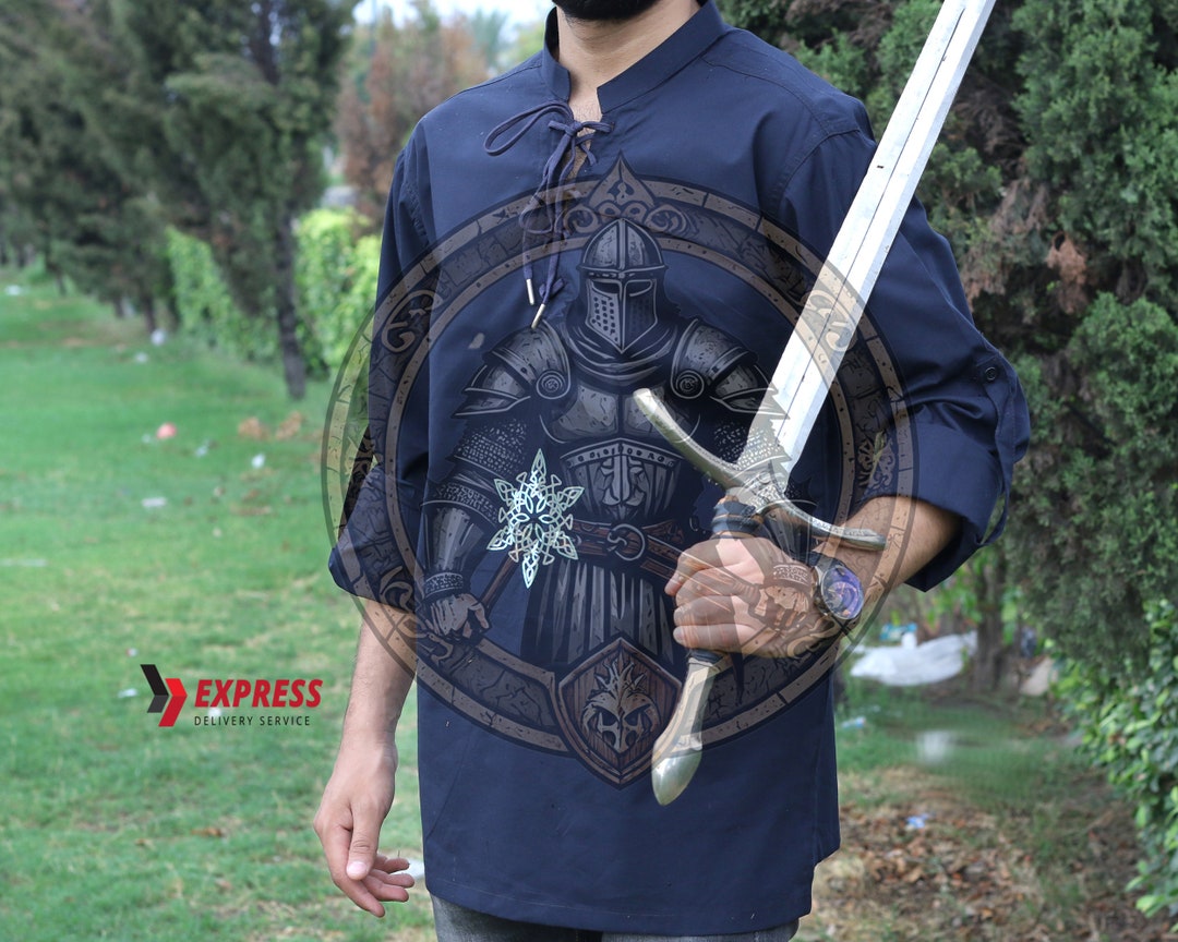 Renaissance Fair Viking Cotton Tunic for Men, Handmade Medieval Ren ...