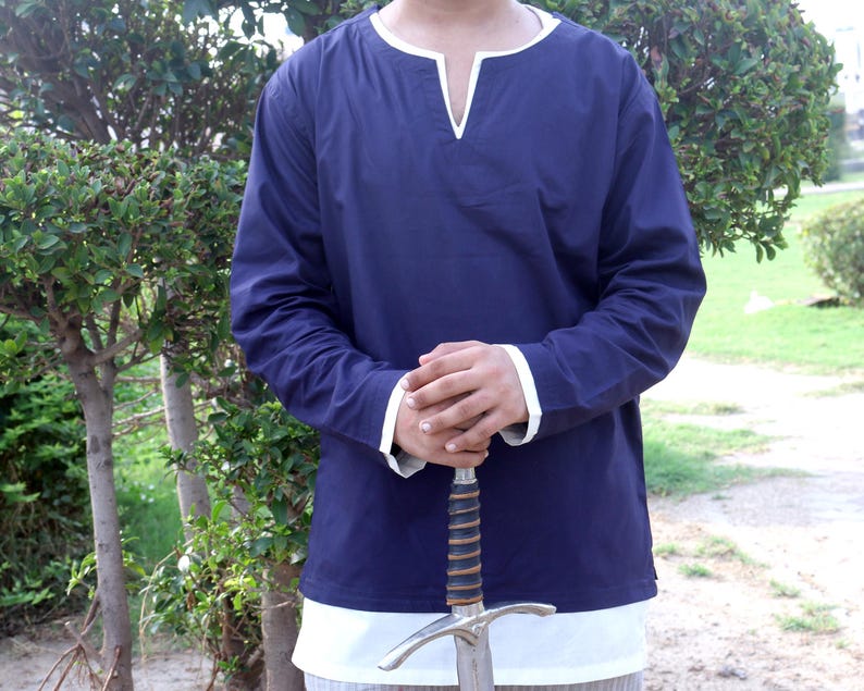 Renaissance Fair Viking Linen Mens Tunic, Plus Size Goth Cotton Pirate ...