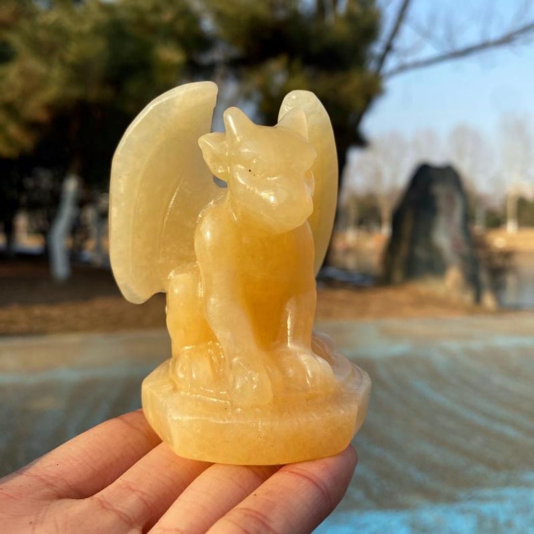 3.2" Natural Geode Stone Gargoyle, Quartz Crystal Carved ,crystal Heal ...