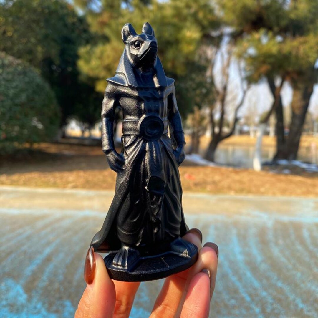 4.6" Natural Obsidian Anubis ,quartz Crystal Carved ,crystal Heal Reiki ...
