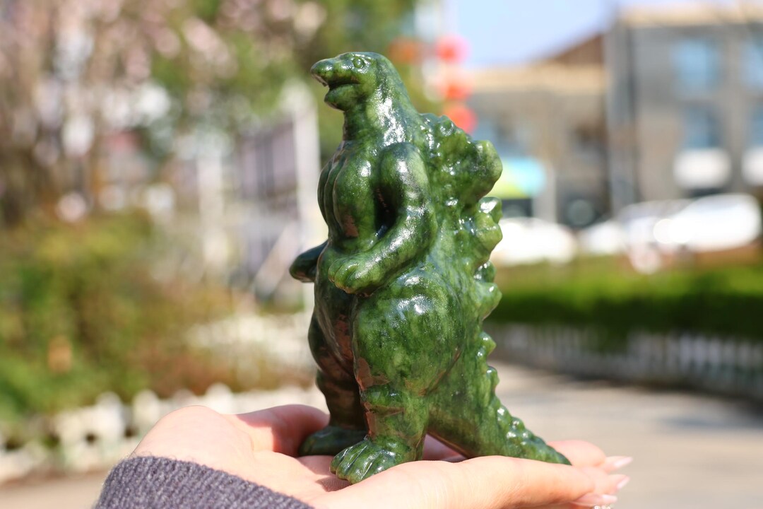 3" Natural Jade Godzilla,quartz Crystal Carved ,crystal Heal Reiki,home ...