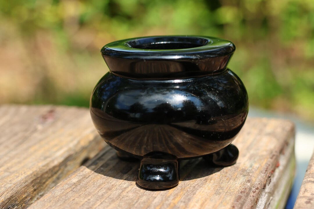 2.4" Natural Obsidian Cauldron ,quartz Crystal Carved Pot ,crystal Heal ...
