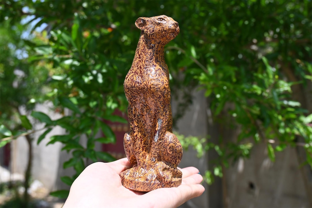 5.6" Natural Quartzose Jade Leopard ,quartz Crystal Carved ,crystal ...