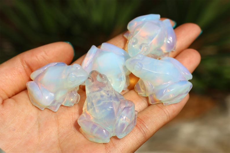 1.4" Opalite Carved Frog,quartz Crystal Carved ,crystal Heal Reiki,home ...