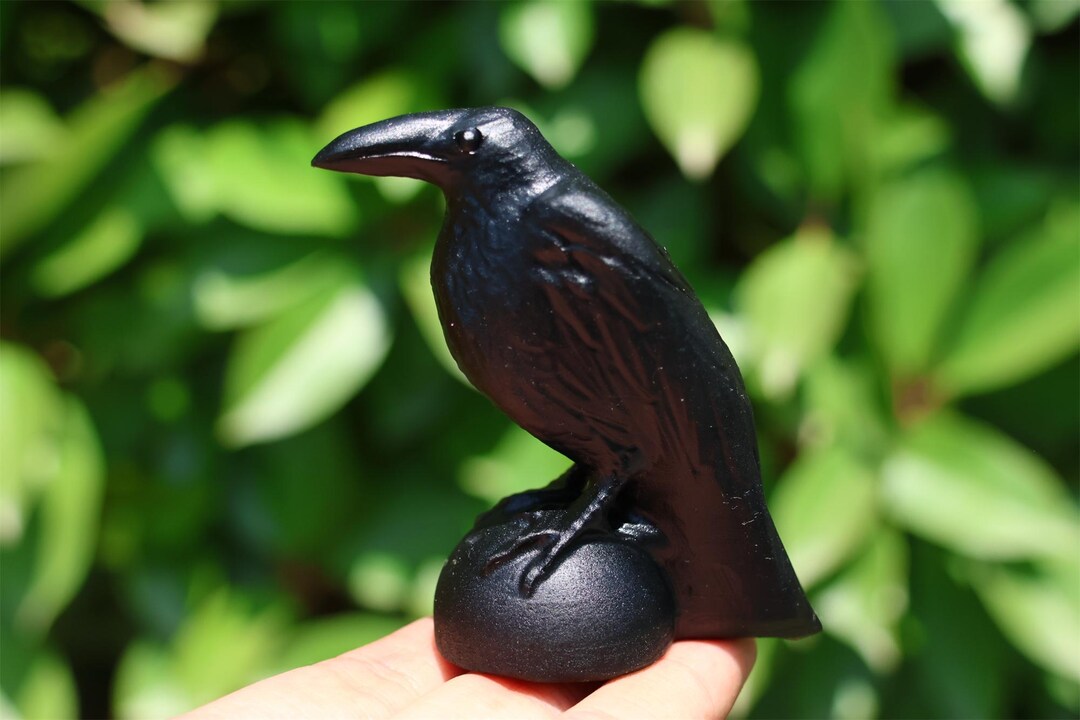 2.6" Natural Obsidian Crow,quartz Crystal Carved ,crystal Heal Reiki ...
