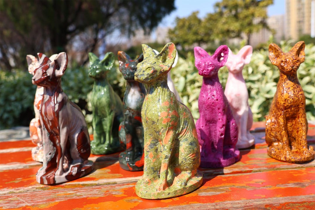 6" Natural Carved Hairless Cat ,quartz Crystal Carved ,crystal Heal ...