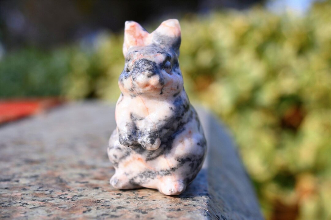 2" Natural Pink Zebra Rabbit,quartz Crystal Carved ,crystal Heal Reiki ...