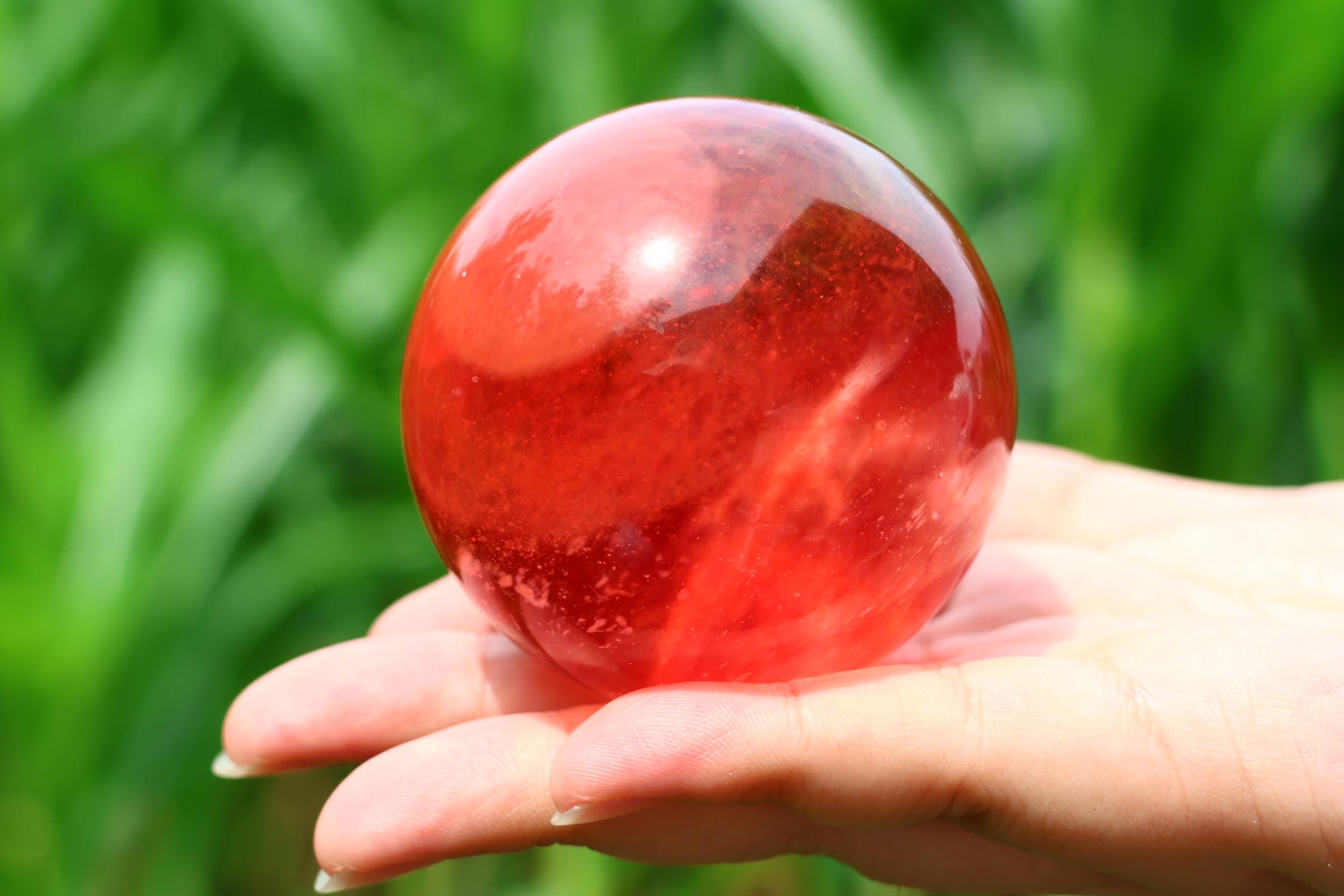 6cm Red Smelting Stone Ball,quartz Crystal Carved Ball ,crystal Heal ...