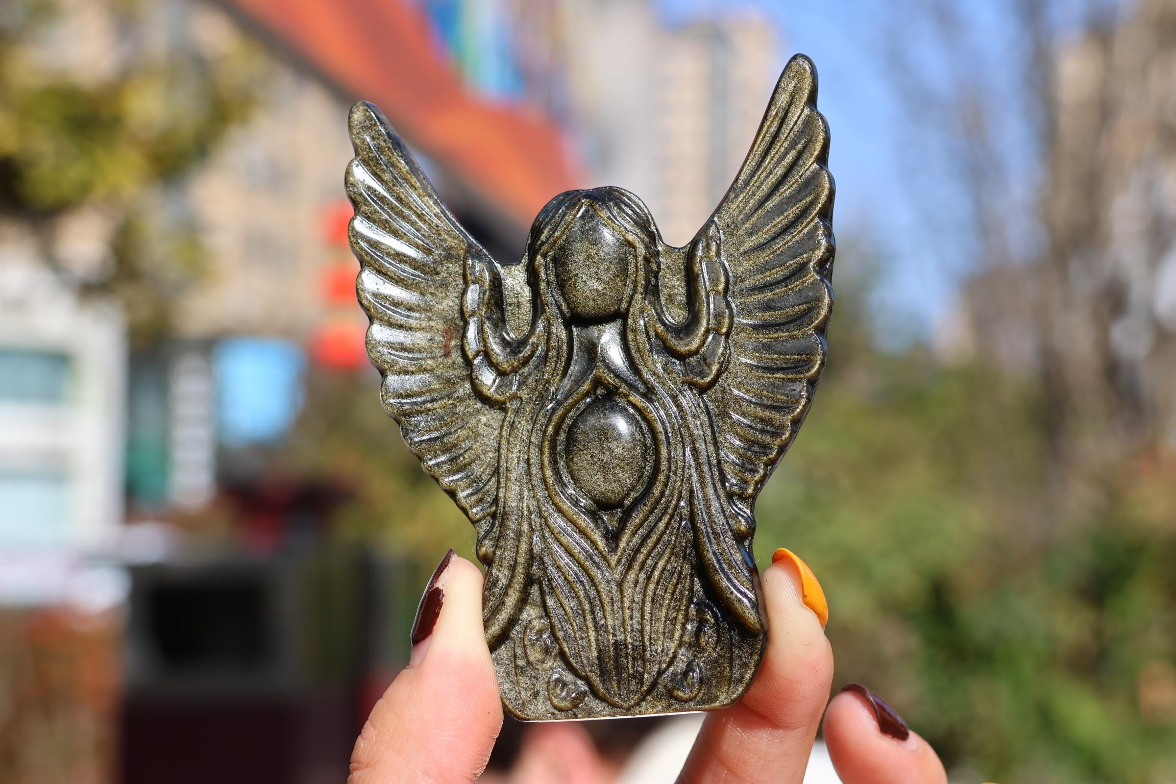 3.5" Natural Gold Obsidian Carved Fairy ,quartz Crystal Carved ,crystal ...