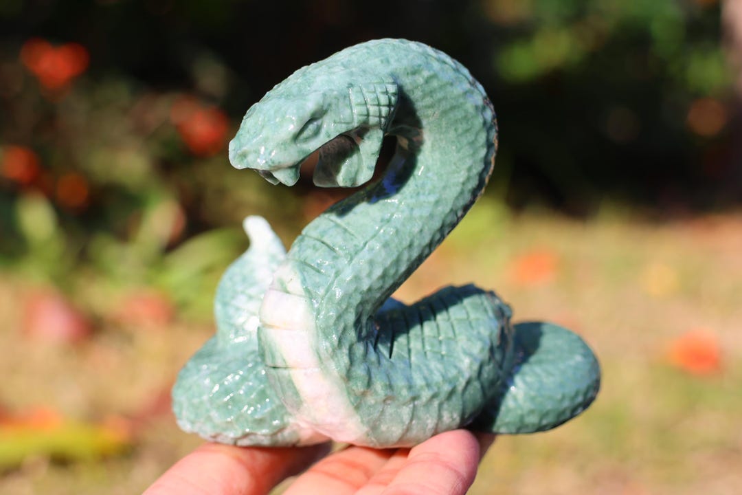 4.6" Natural Dushan Jade Snake,quartz Crystal Carved ,crystal Heal ...