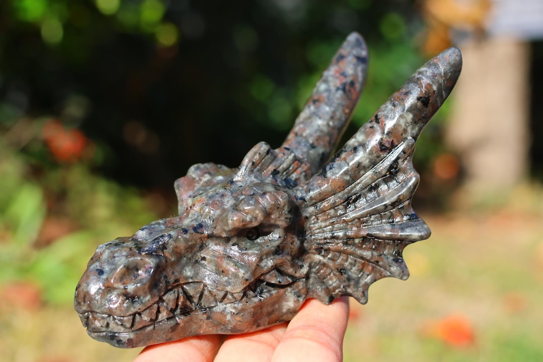 5" Natural Yooperlite Dragon Skull,quartz Crystal Carved ,crystal Heal ...
