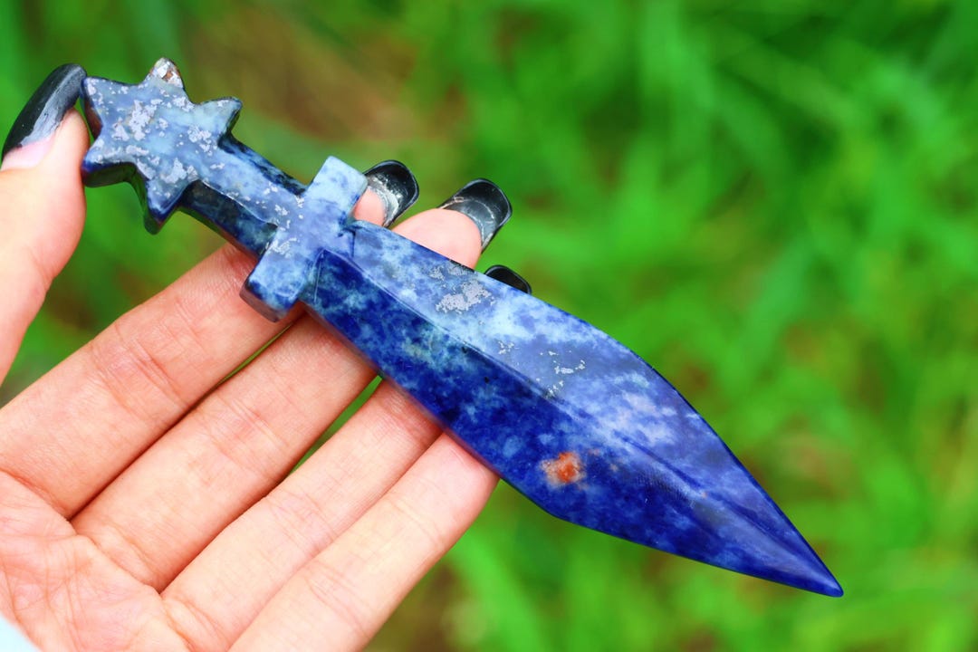 5.4" Natural Sodalite Carved Sword ,quartz Crystal Carved ,crystal Heal ...
