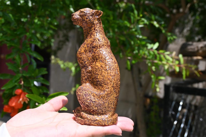 5.6" Natural Quartzose Jade Leopard ,quartz Crystal Carved ,crystal ...