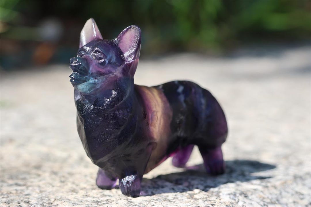 2.2" Natural Fluorite Corgi, Quartz Crystal Carved ,crystal Heal Reiki ...