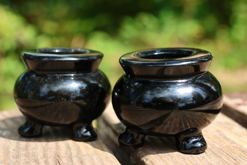 2.4" Natural Obsidian Cauldron ,quartz Crystal Carved Pot ,crystal Heal ...