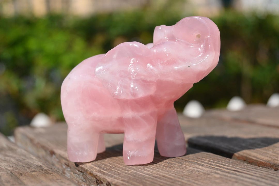 4" Natural Rose Quartz Elephant,quartz Crystal Carved ,crystal Heal ...