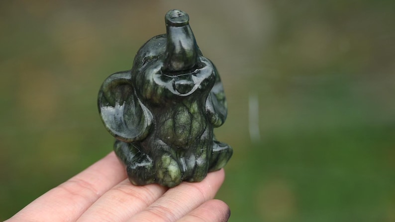 2.4" Natural Green Jade Elephant ,quartz Crystal Carved,crystal Heal ...