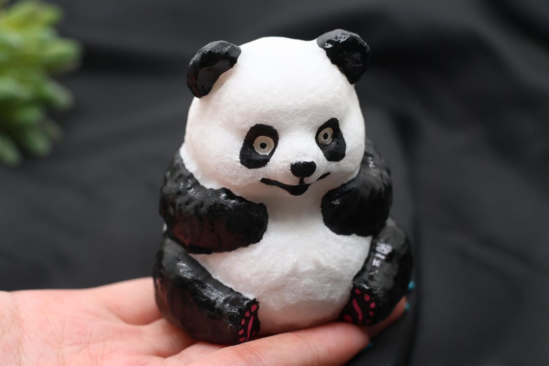 2.8" Natural White Jade Panda,quartz Crystal Carved ,crystal Heal Reiki ...