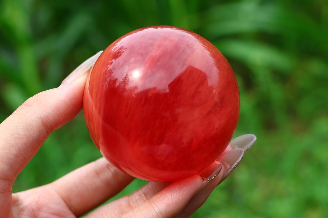 6cm Red Smelting Stone Ball,quartz Crystal Carved Ball ,crystal Heal ...