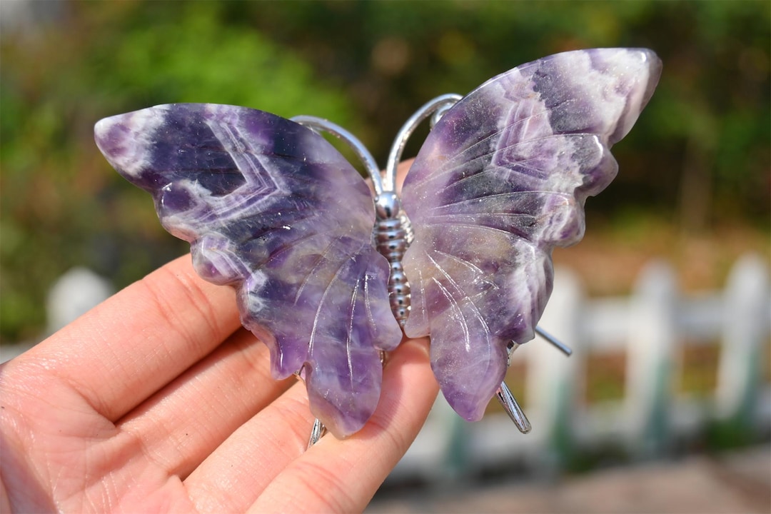 Natural Dream Amethyst Butterfly , Crystal Butterly Carving, Crystal ...