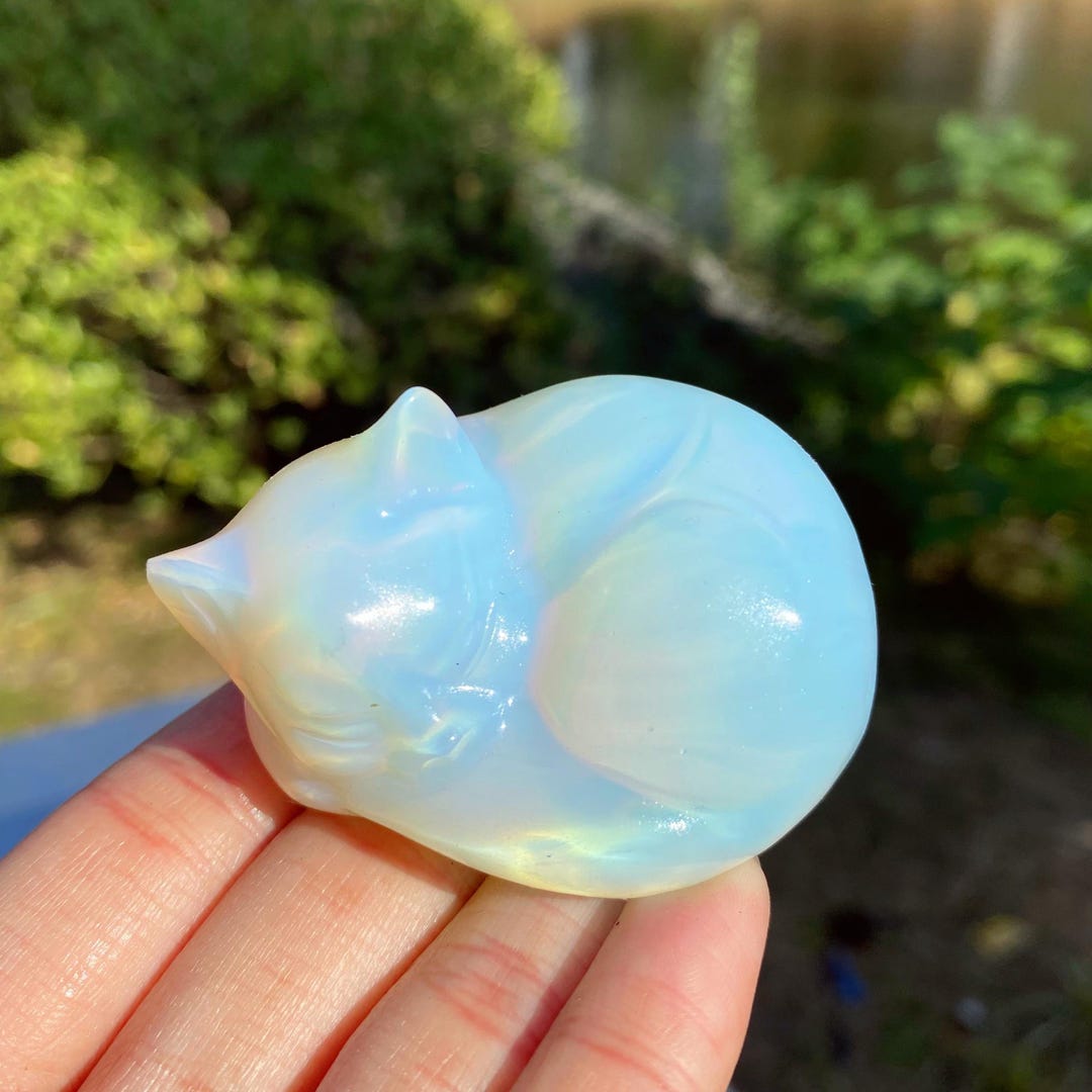 2.3" Opalite Carved Cat ,quartz Crystal Carved ,crystal Heal Reiki,home ...
