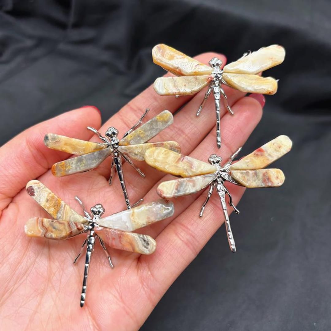 Natural Crazy Agate Dragonfly , Crystal Dragonfly Carving, Crystal ...