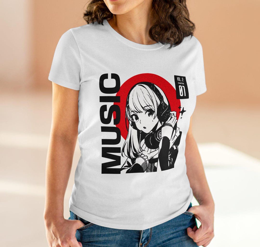 Women's Anime Music Girl Shirt, Magna Harajuku Gift, Music Lover Anime ...