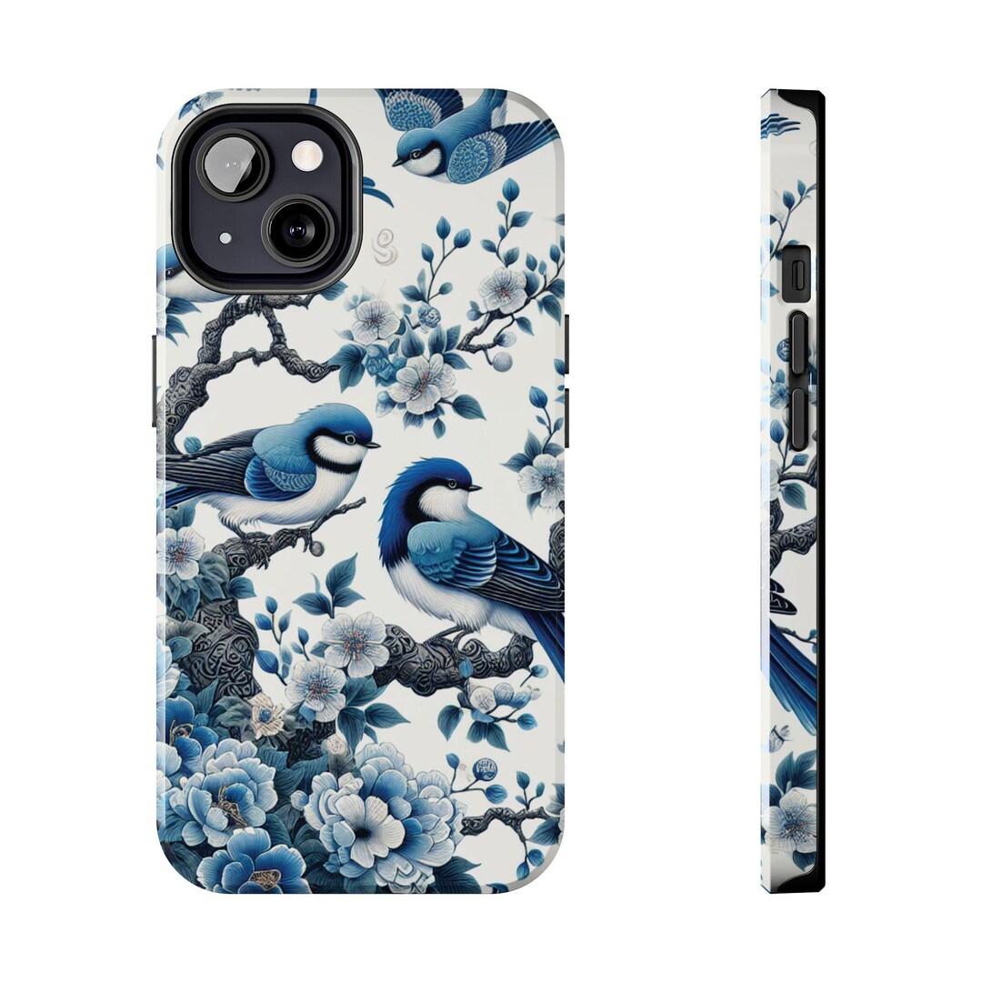 Blue Chinoiserie Phone Case, Blue Birds Samsung Case, Chinoiserie ...