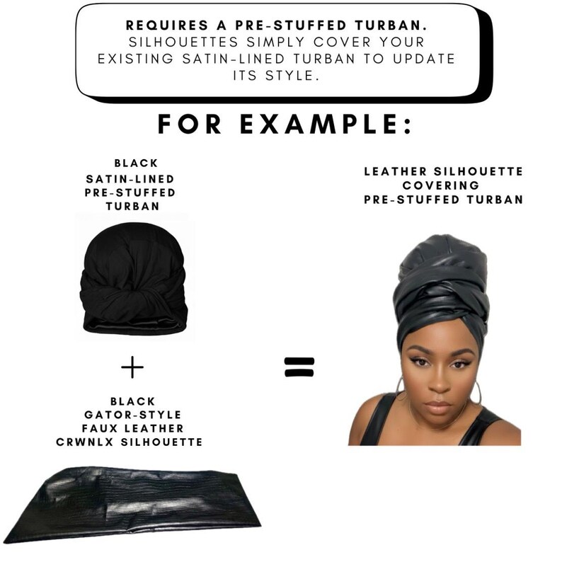 Alligator Embossed Faux Leather Turban Cover for Satin Lined Pre ...