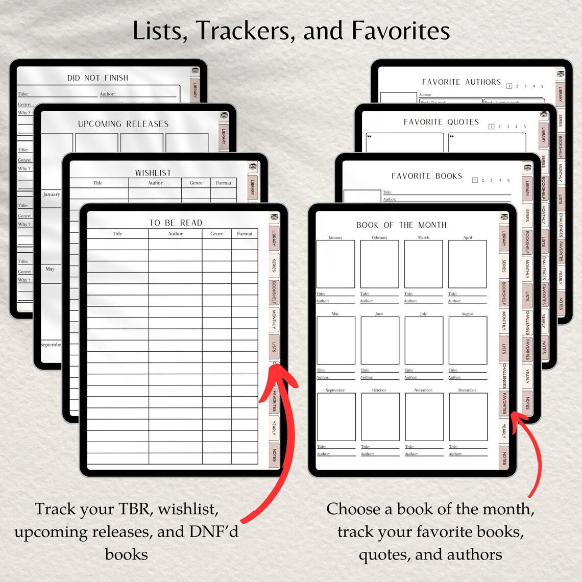 Digital Reading Journal, Book Tracker, Log, Bookshelf, Book Review ...