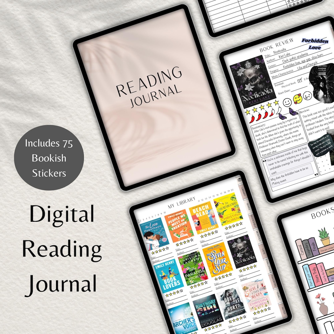 Digital Reading Journal, Book Tracker, Log, Bookshelf, Book Review ...