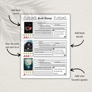 Book Review Template, Printable PDF, Reading Journal, Log, Book Tracker ...