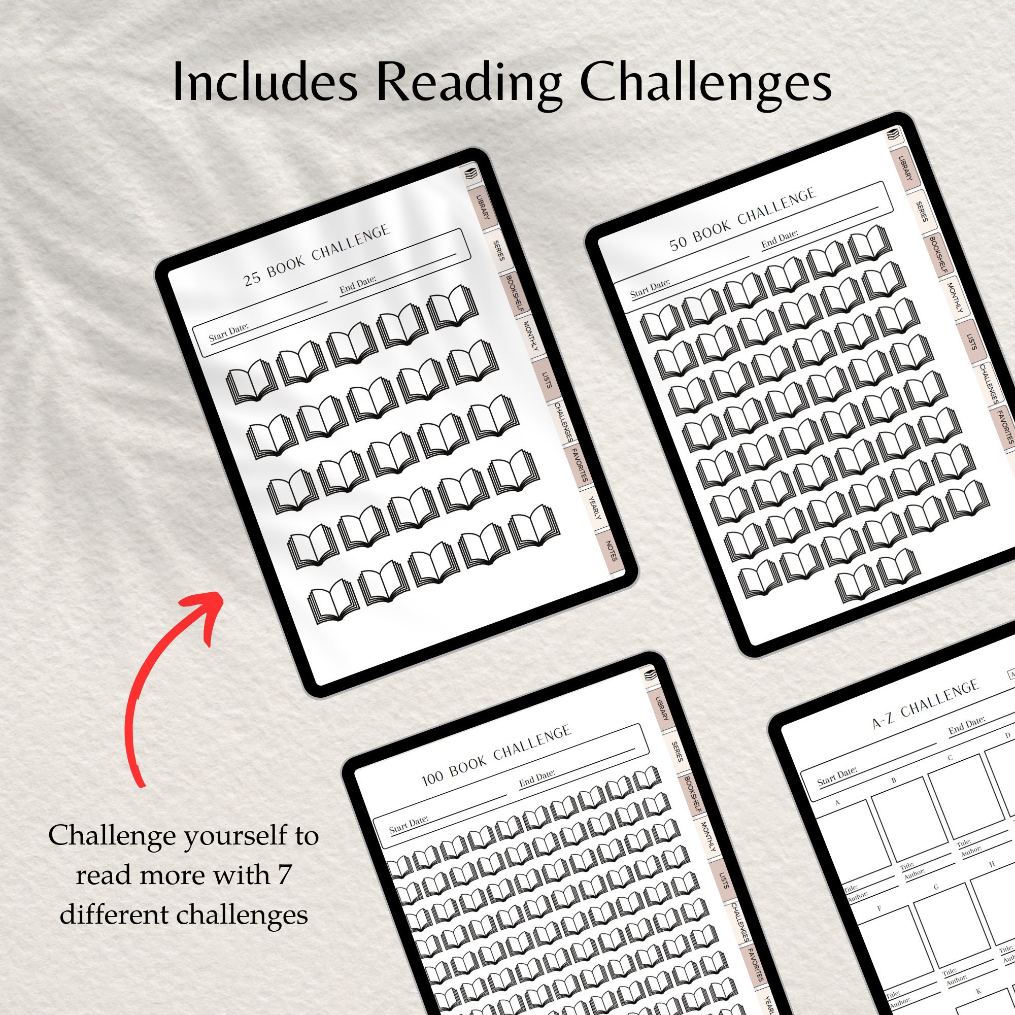 Digital Reading Journal, Book Tracker, Log, Bookshelf, Book Review ...