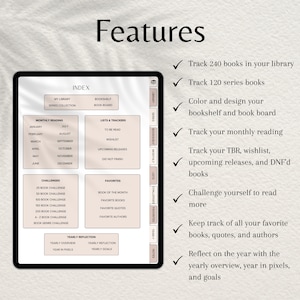 Digital Reading Journal, Book Tracker, Log, Bookshelf, Book Review ...