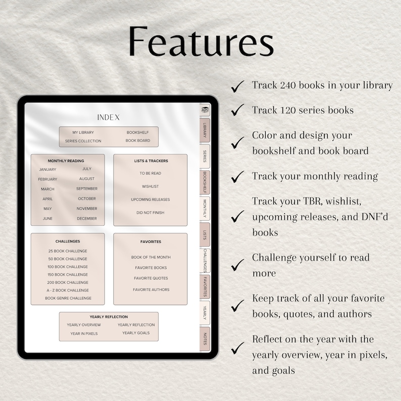 Digital Reading Journal, Book Tracker, Log, Bookshelf, Book Review ...