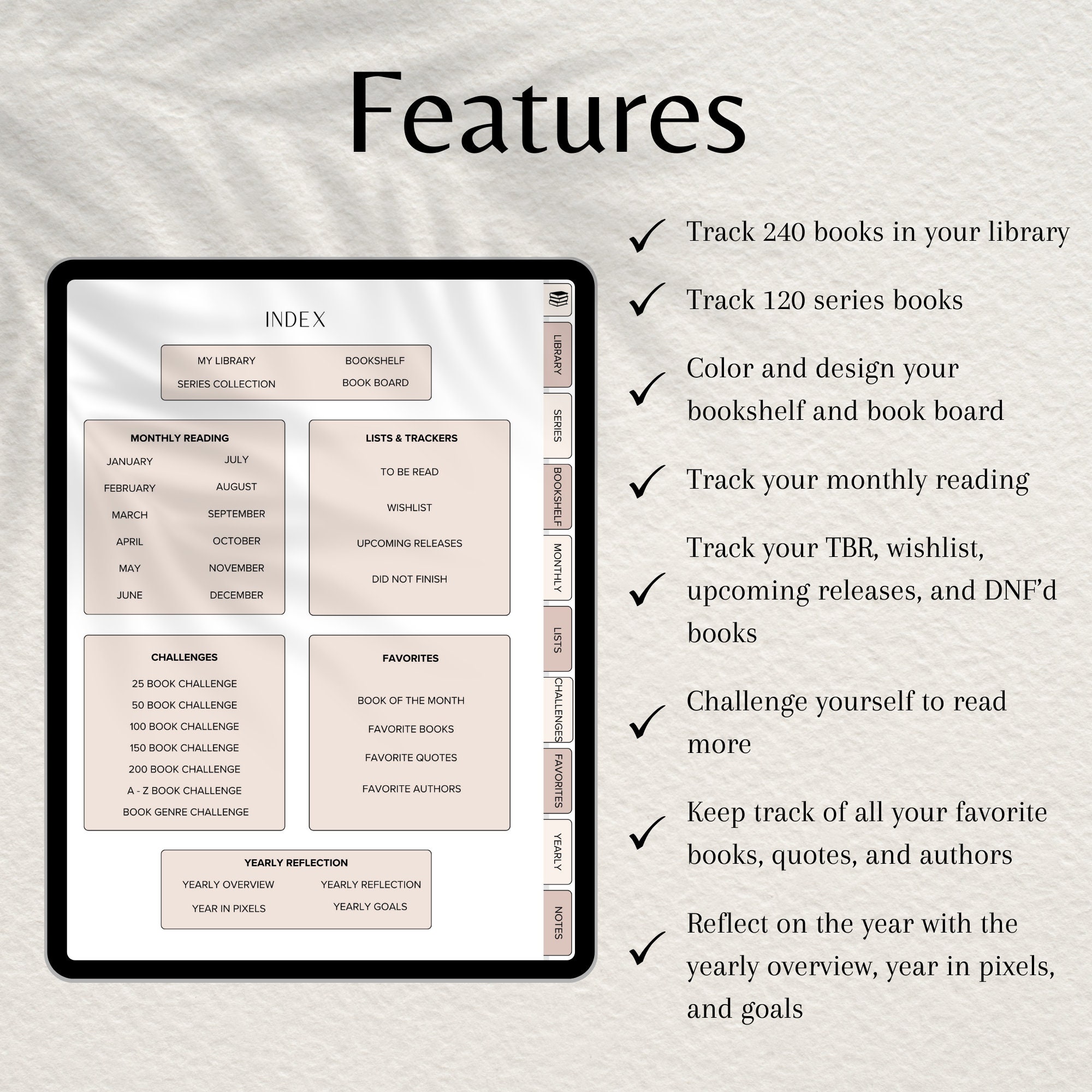 Digital Reading Journal, Book Tracker, Log, Bookshelf, Book Review ...
