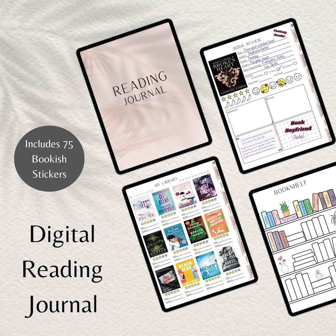 Digital Reading Journal, Book Tracker, Log, Bookshelf, Book Review ...