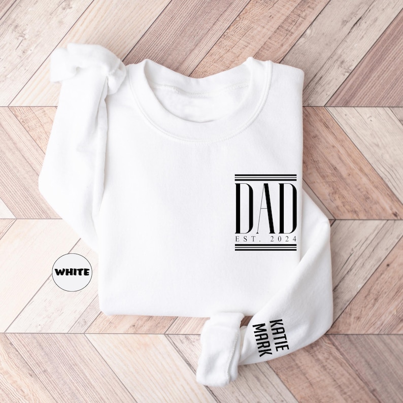 Custom Dad Sweatshirt: Personalized Name Sleeve, New Daddy Gift - Etsy