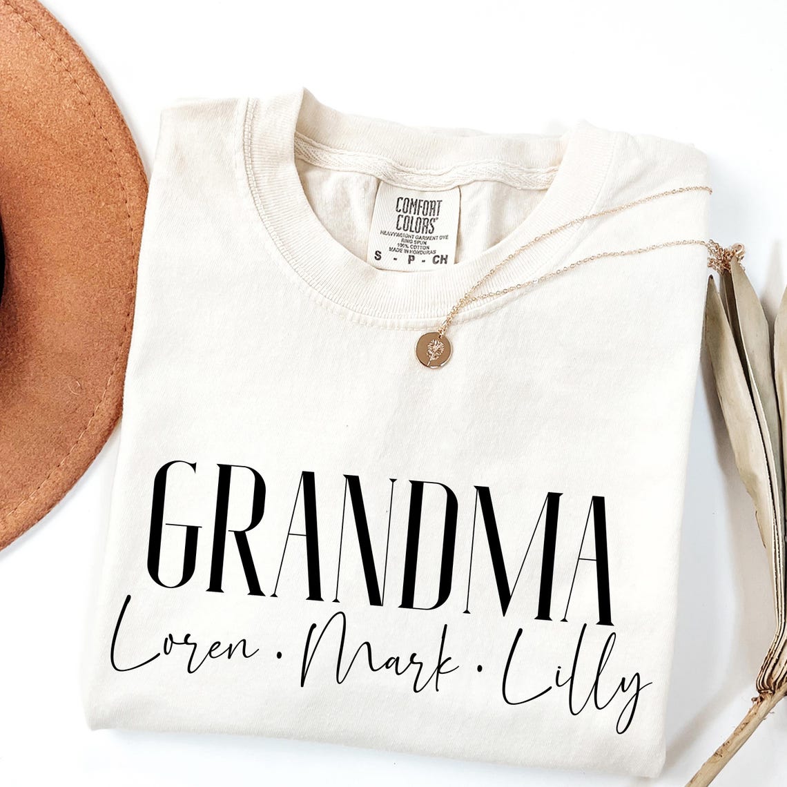 Comfort Colors Custom Grandma Shirt: Personalized Grandkids Names Tee ...