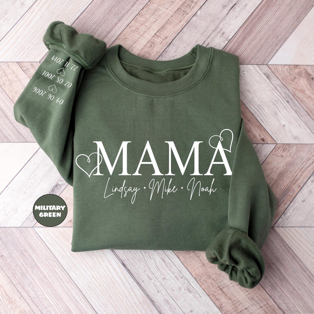 Custom Mama Sweatshirt With Kids Names, Custom Mom Hoodie With Birth ...
