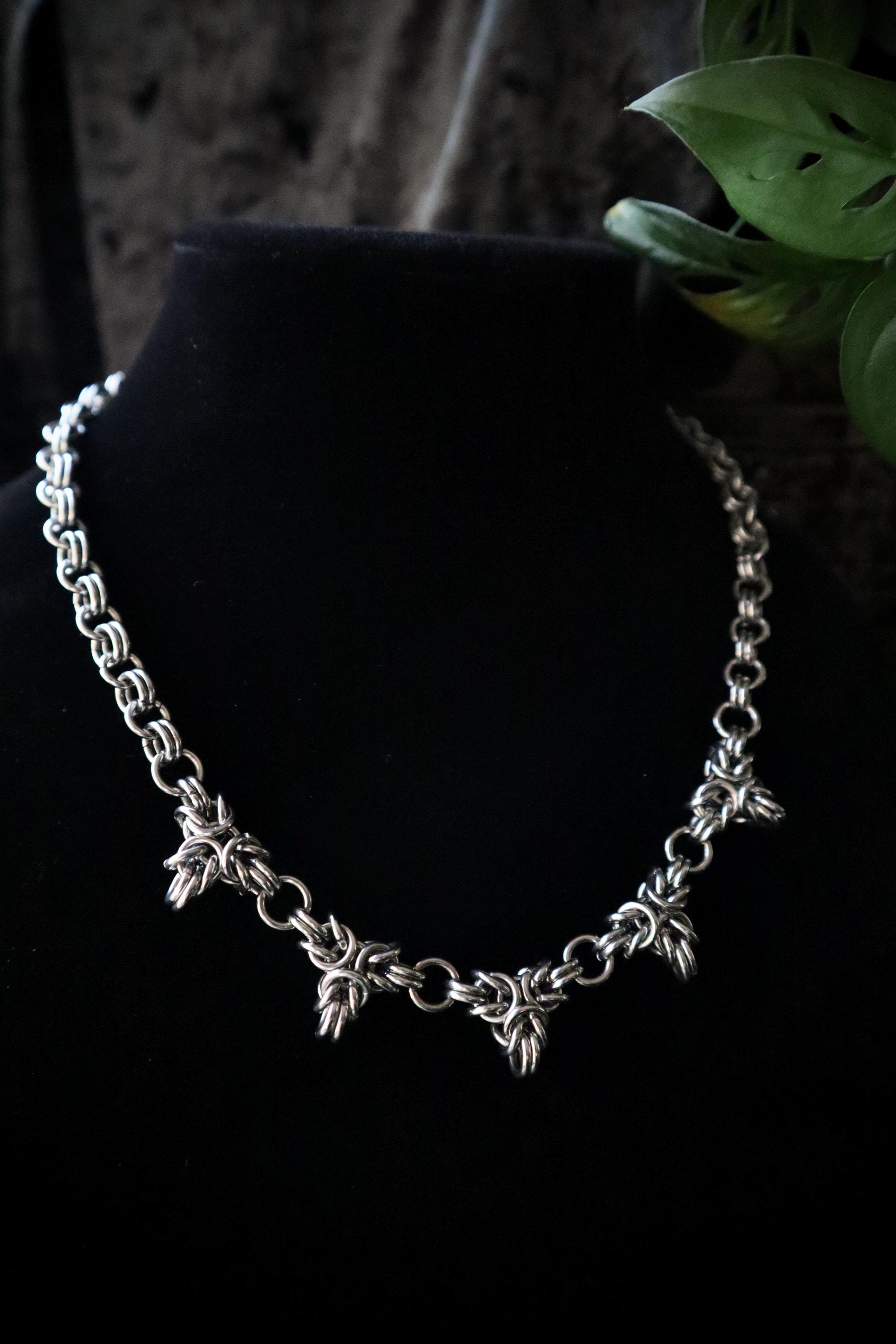 FABLE | Chainmaille Lace Necklace | Stainless Steel | Chainmail Jewelry ...