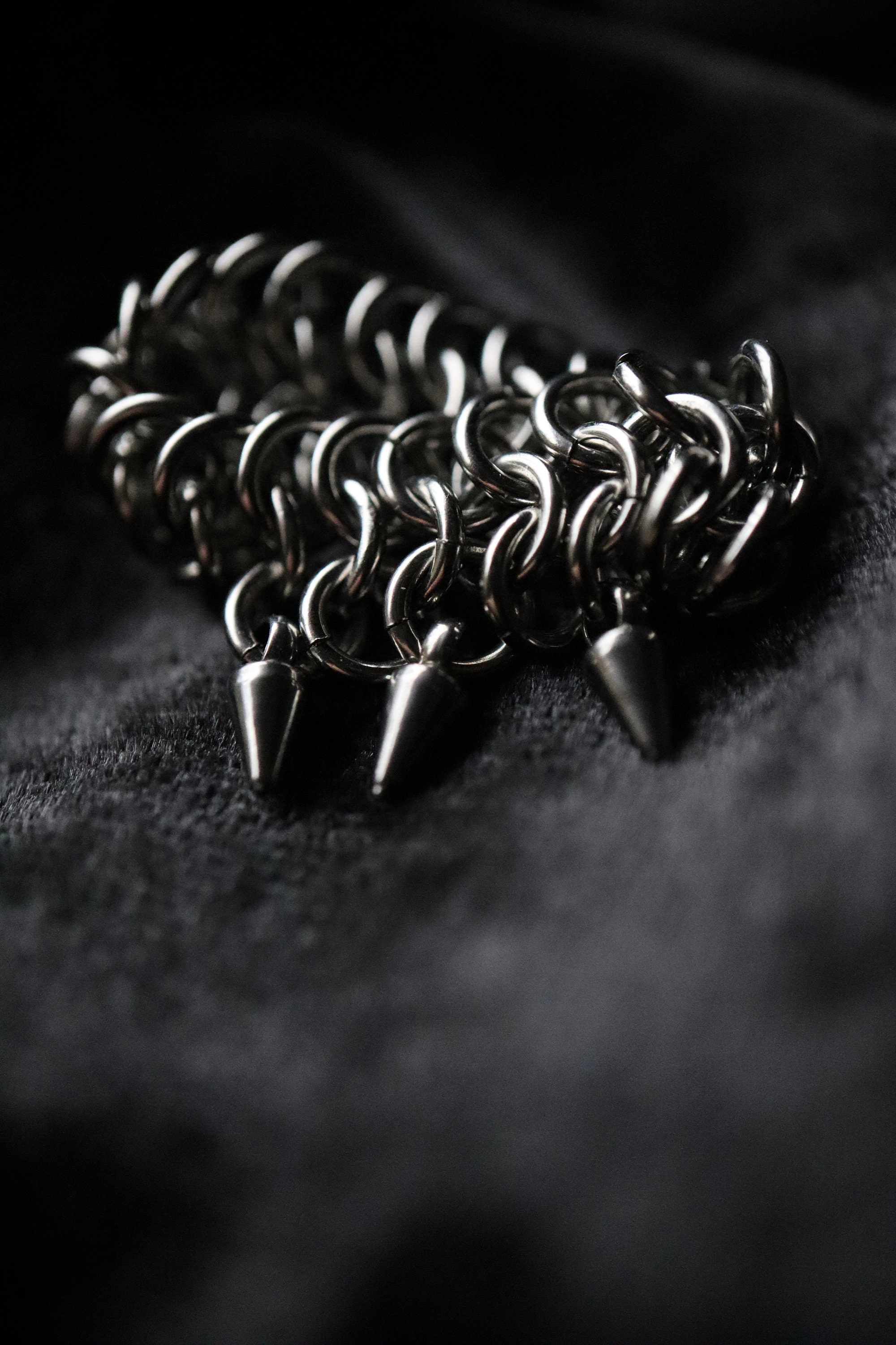 LOATHE | Chainmaille Spike Ring | Stainless Steel | Chainmail Jewelry ...